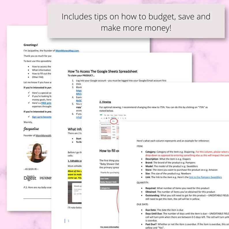 Baby Checklist Google Sheets Spreadsheet, Newborn Essentials Pregnancy ...