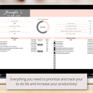 Digital to Do List Google Sheets Spreadsheet | Checklist Editable ...