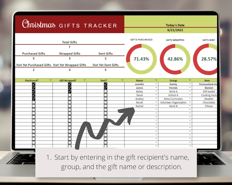 Christmas Gift Tracker Spreadsheet, Christmas Shopping List Gift ...