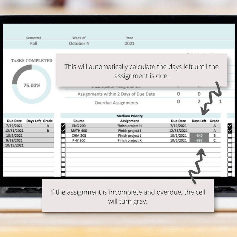 Homework Tracker Google Sheets Spreadsheet Template, Assignment Log ...