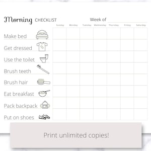 Kids Morning Routine, Kids Morning Checklist, Morning Routine Chart for ...