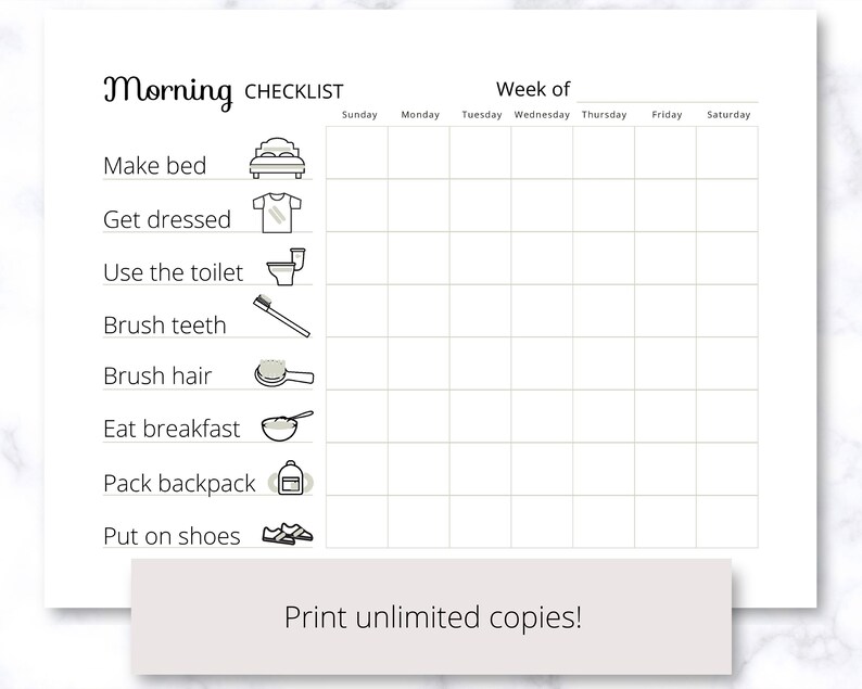 Kids Morning Routine, Kids Morning Checklist, Morning Routine Chart for ...