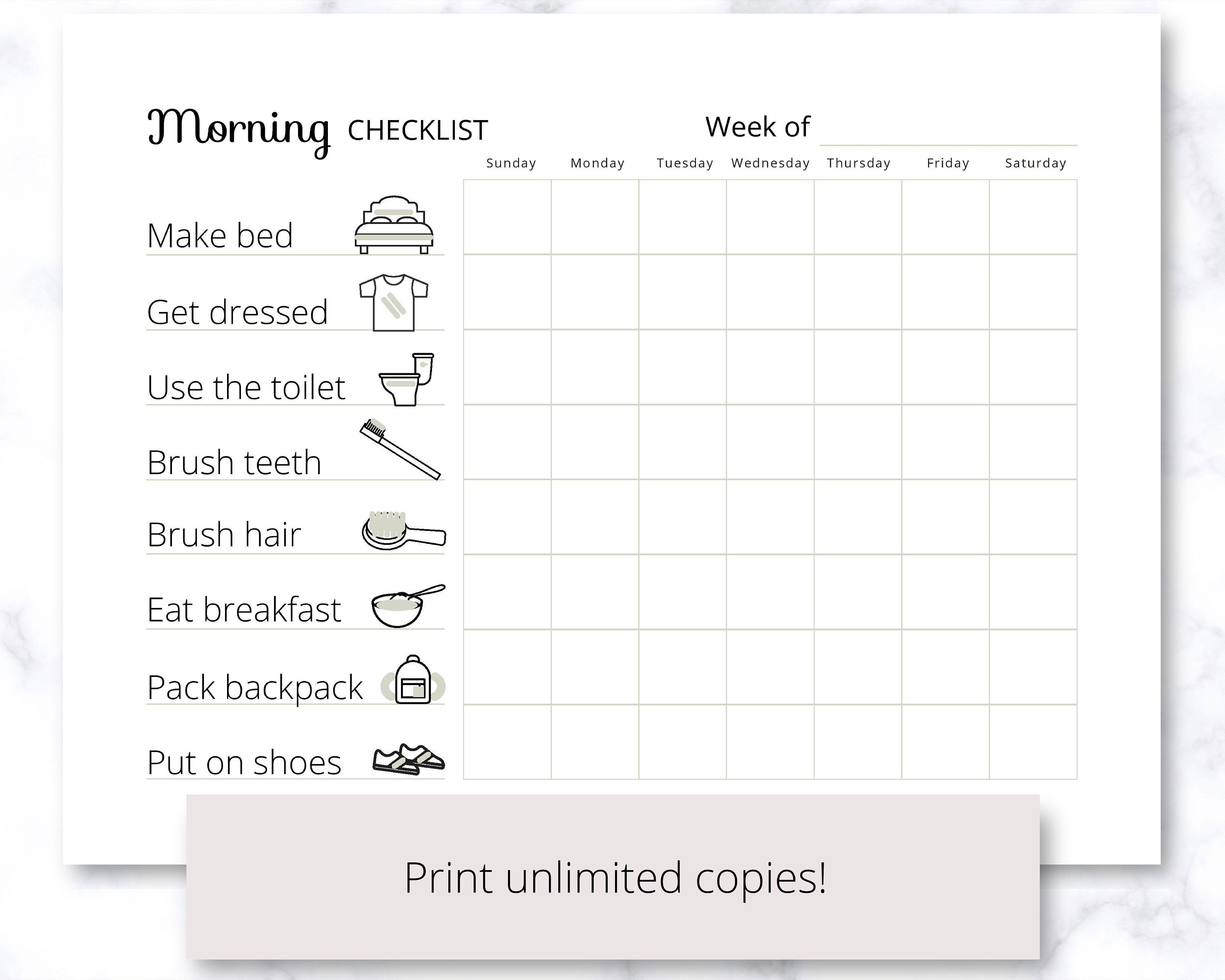 Kids Morning Routine, Kids Morning Checklist, Morning Routine Chart for ...
