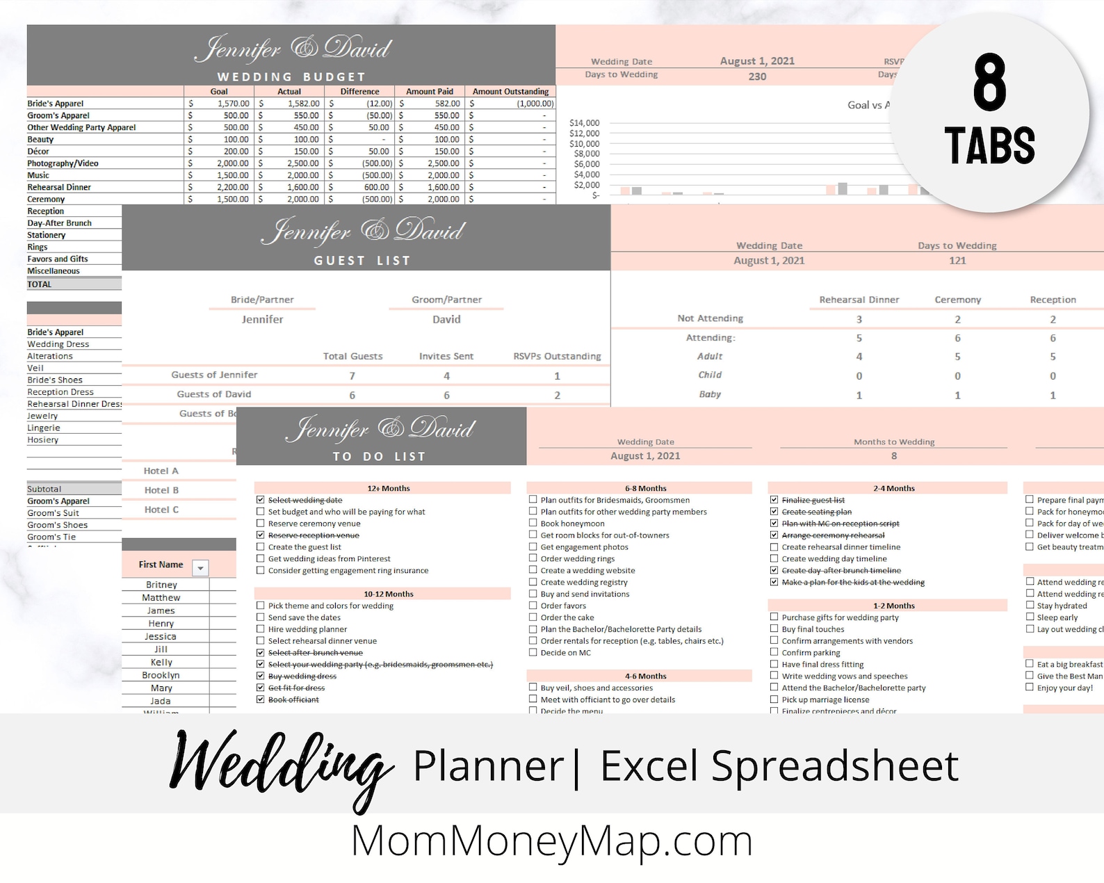 Wedding Planning Excel Spreadsheet Bundle Wedding Planner | Etsy