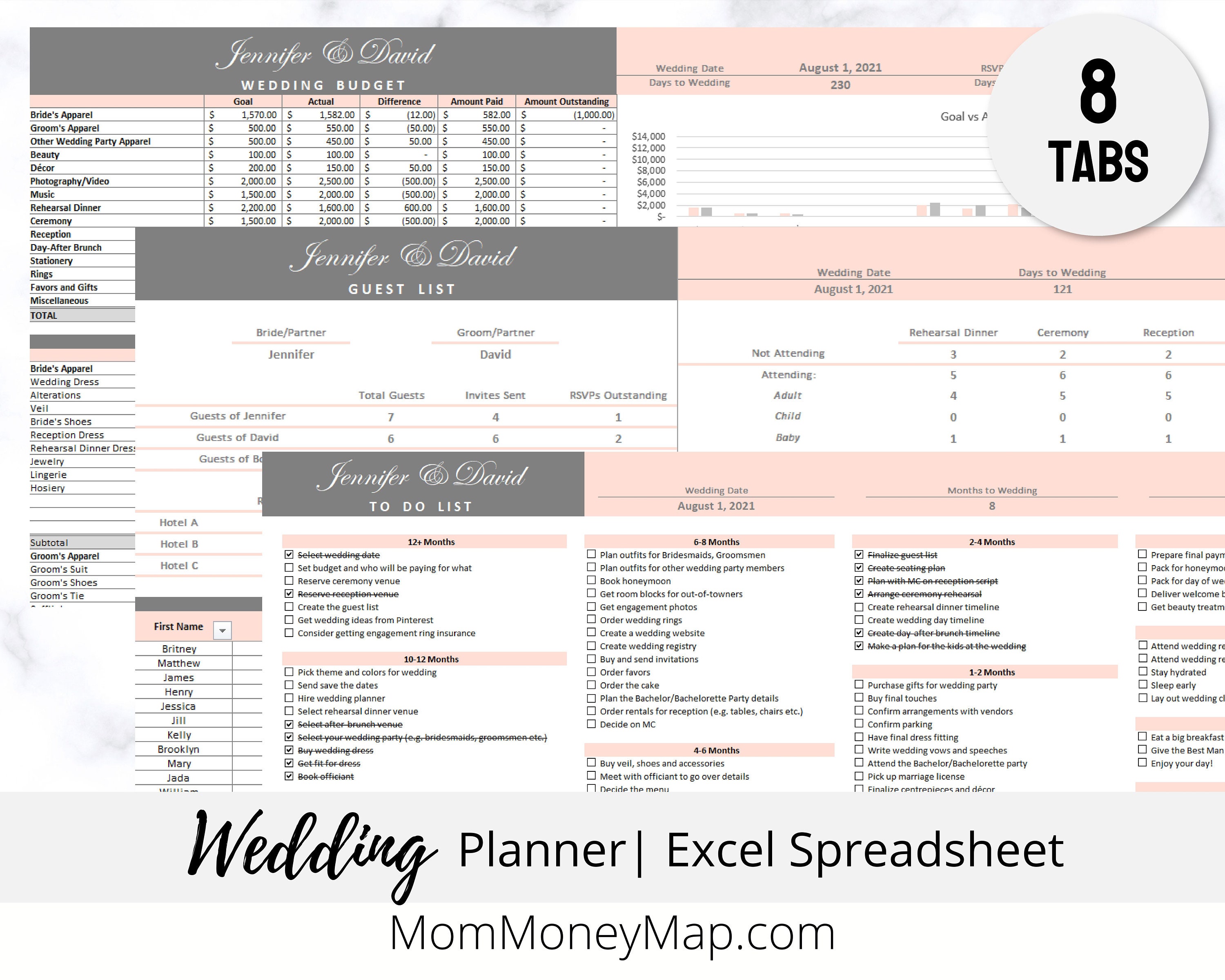 Wedding Planning Excel Spreadsheet Bundle Wedding Planner | Etsy