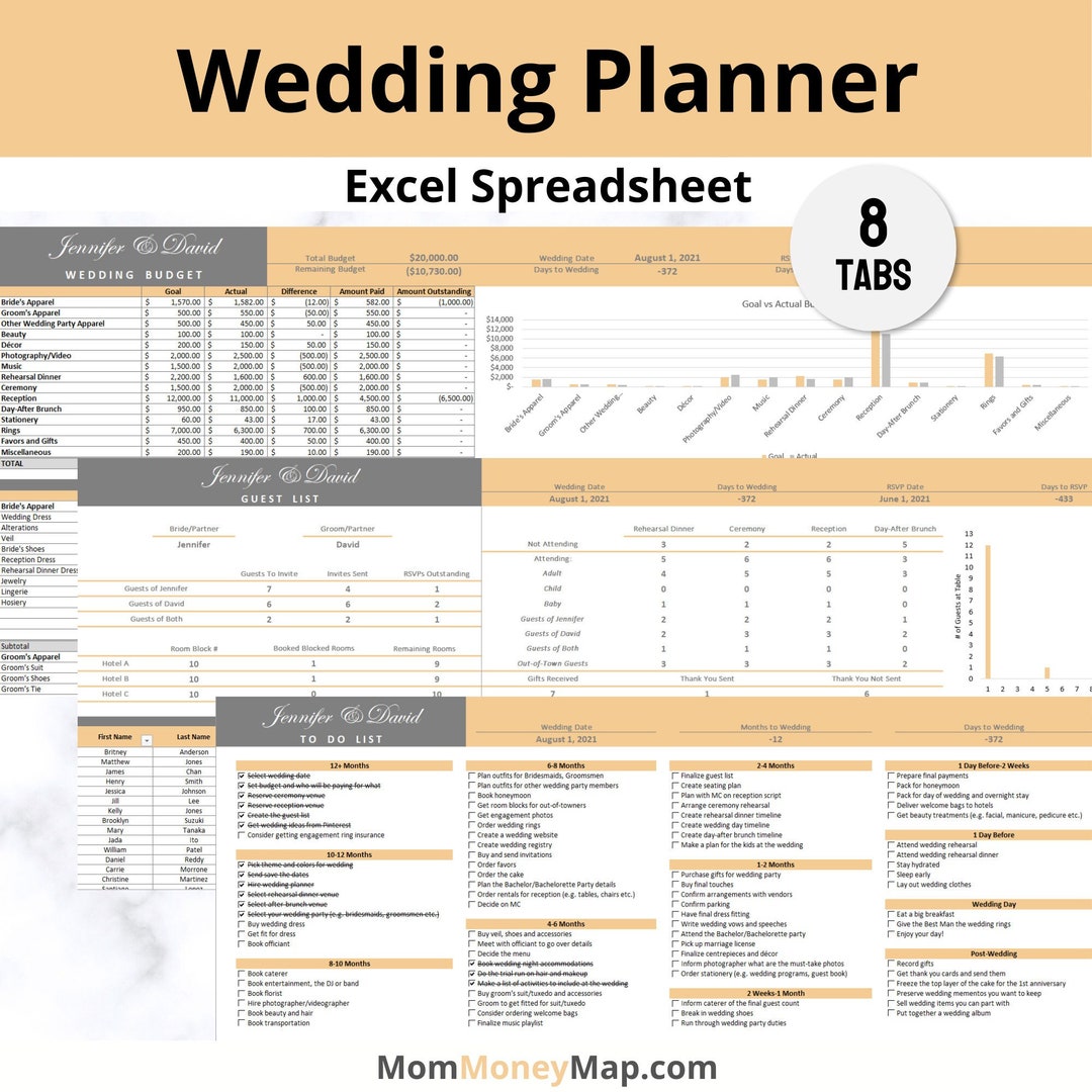 Wedding Planning Excel Spreadsheet Template, Wedding Planning Tracker ...