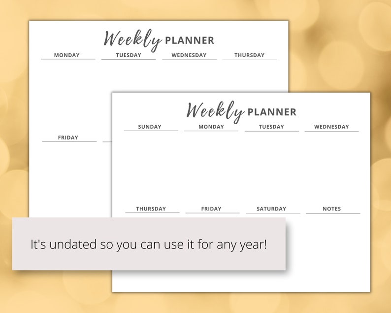 Weekly Planner Landscape Printable PDF, Weekly Calendar Print, Weekly ...