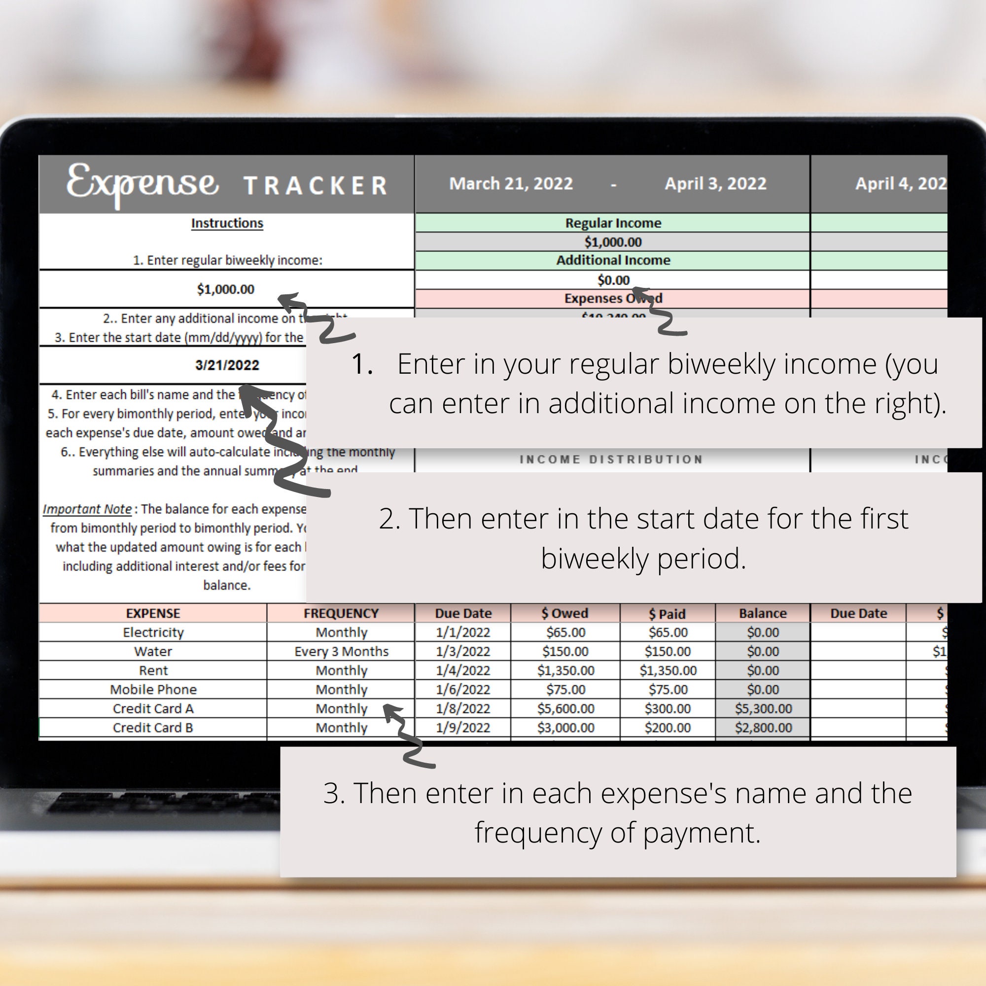 Biweekly Paycheck Planner Excel Spreadsheet, Plan Your Fortnightly Pay ...