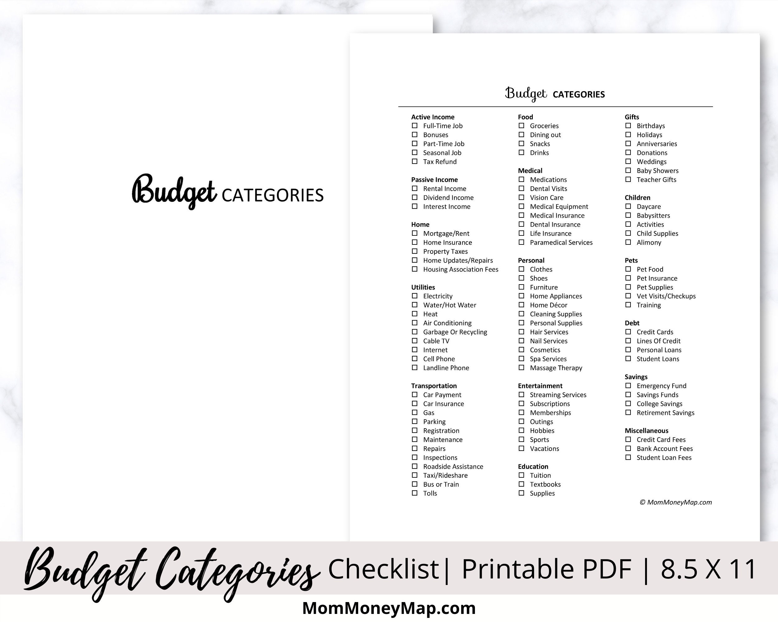 Budget Categories Checklist Budgeting Categories Etsy Budget Categories Checklist Budgeting Categories Etsy