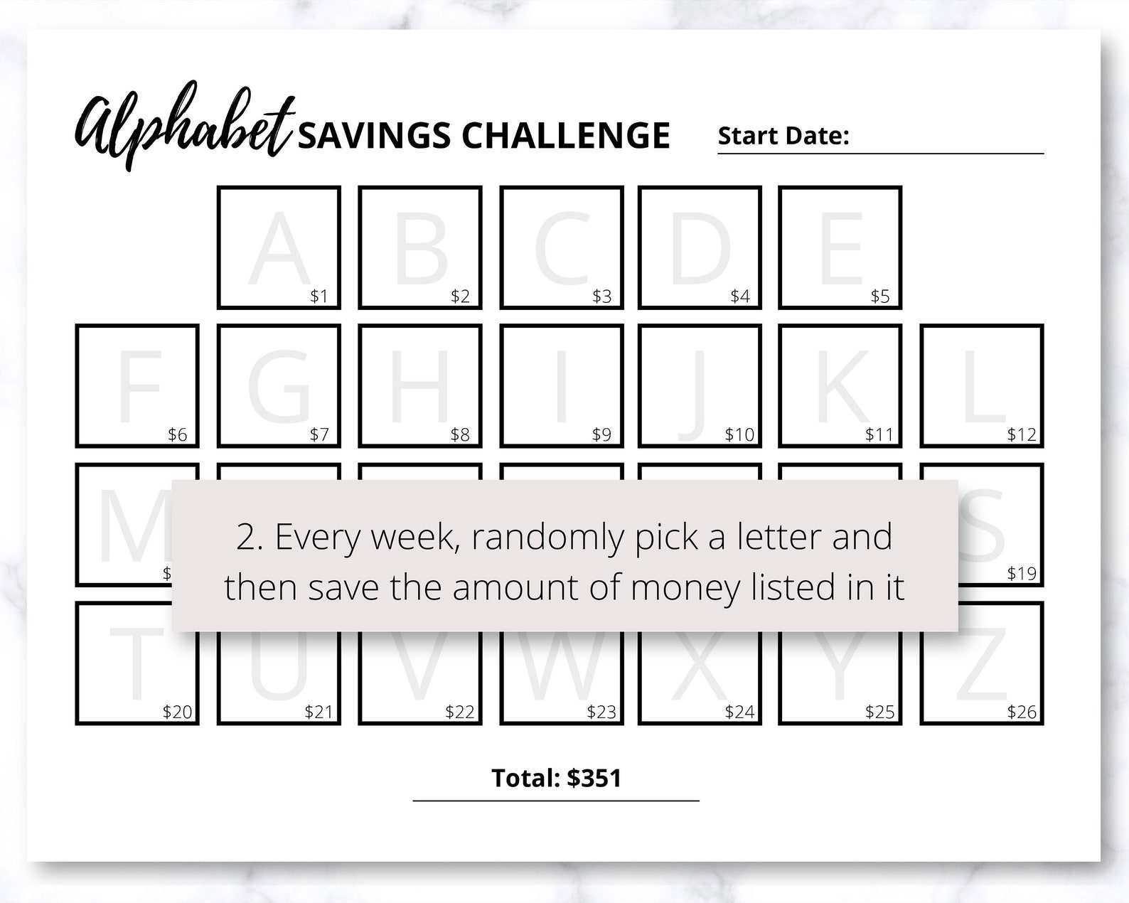 Alphabet Savings Challenge Printable PDF 26 Weeks Savings Challenges ...