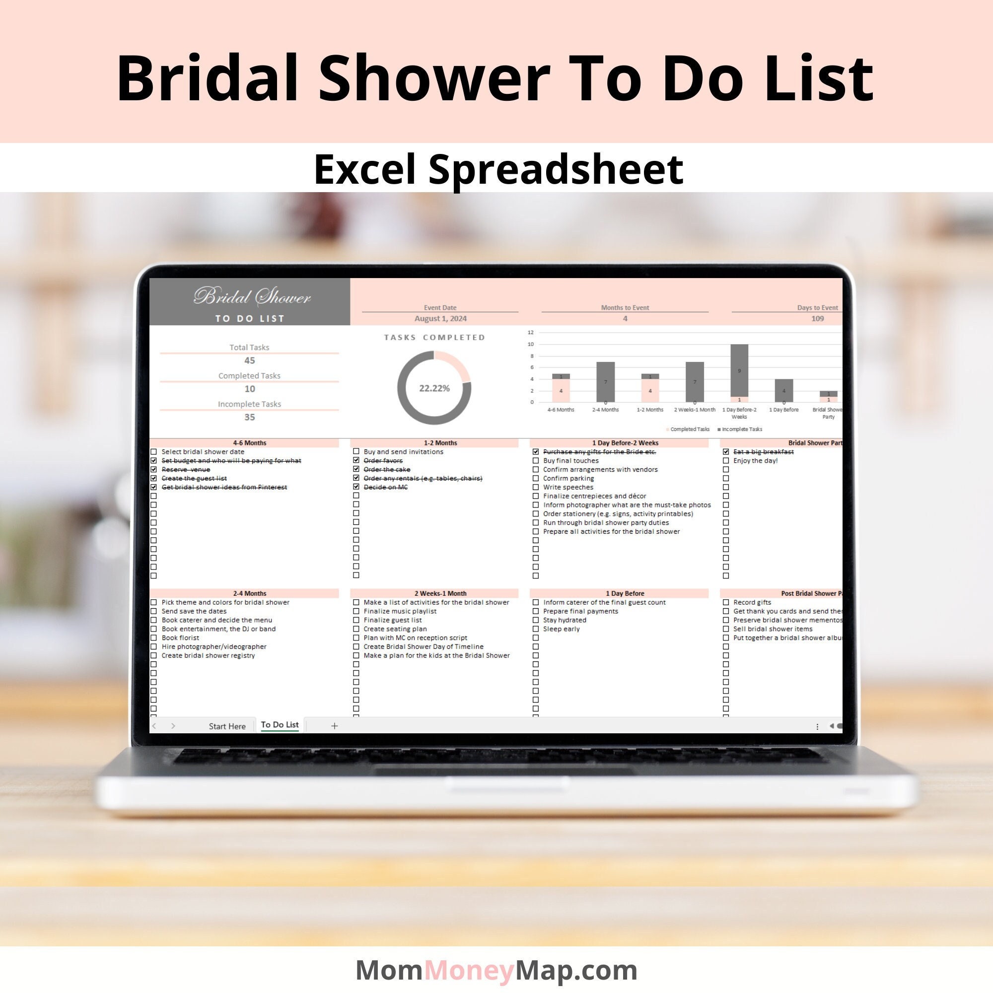Bridal Shower Checklist Excel Spreadsheet Template Engagement Party