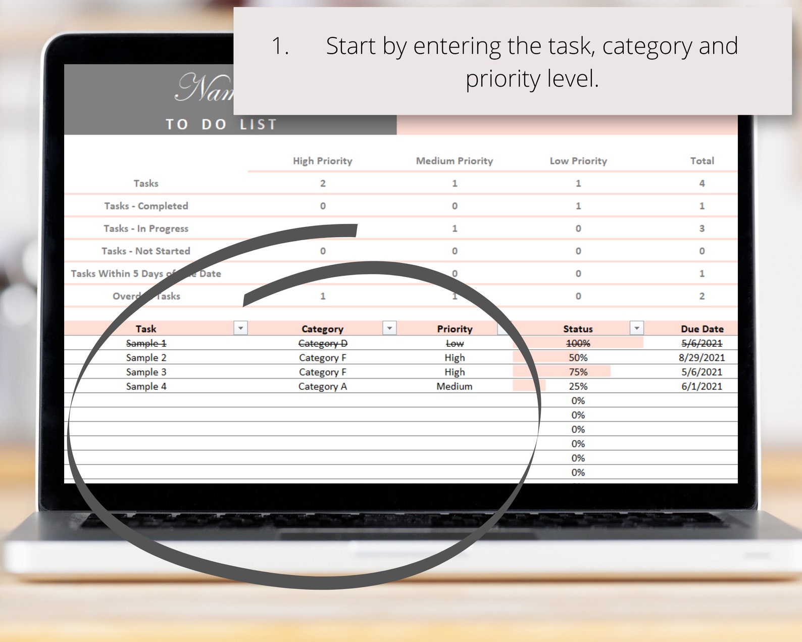 To Do List Excel Spreadsheet Template Track Your Tasks With - Etsy