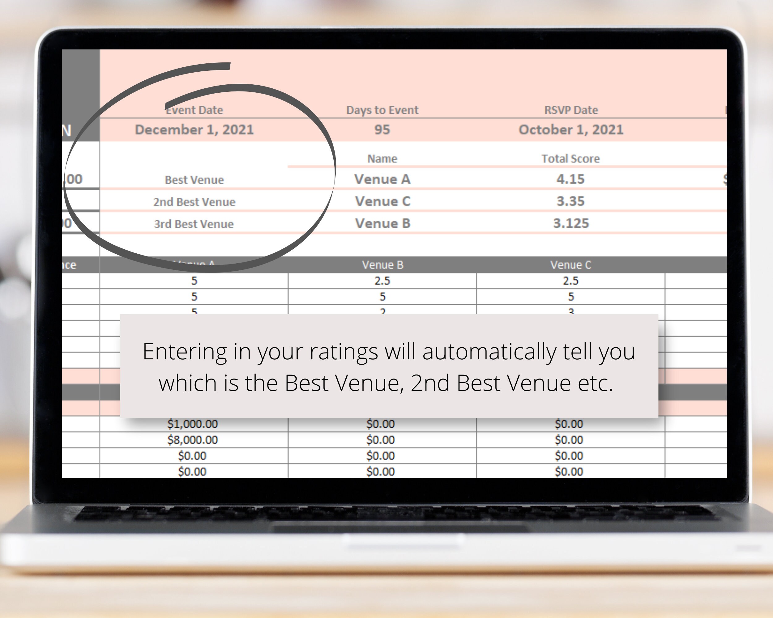 Wedding Venue Comparison Excel Spreadsheet Compare Wedding - Etsy