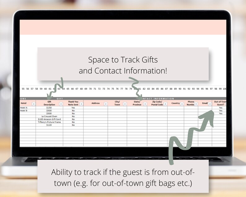 Wedding Guest List Tracker Template Excel Spreadsheet - Etsy Canada