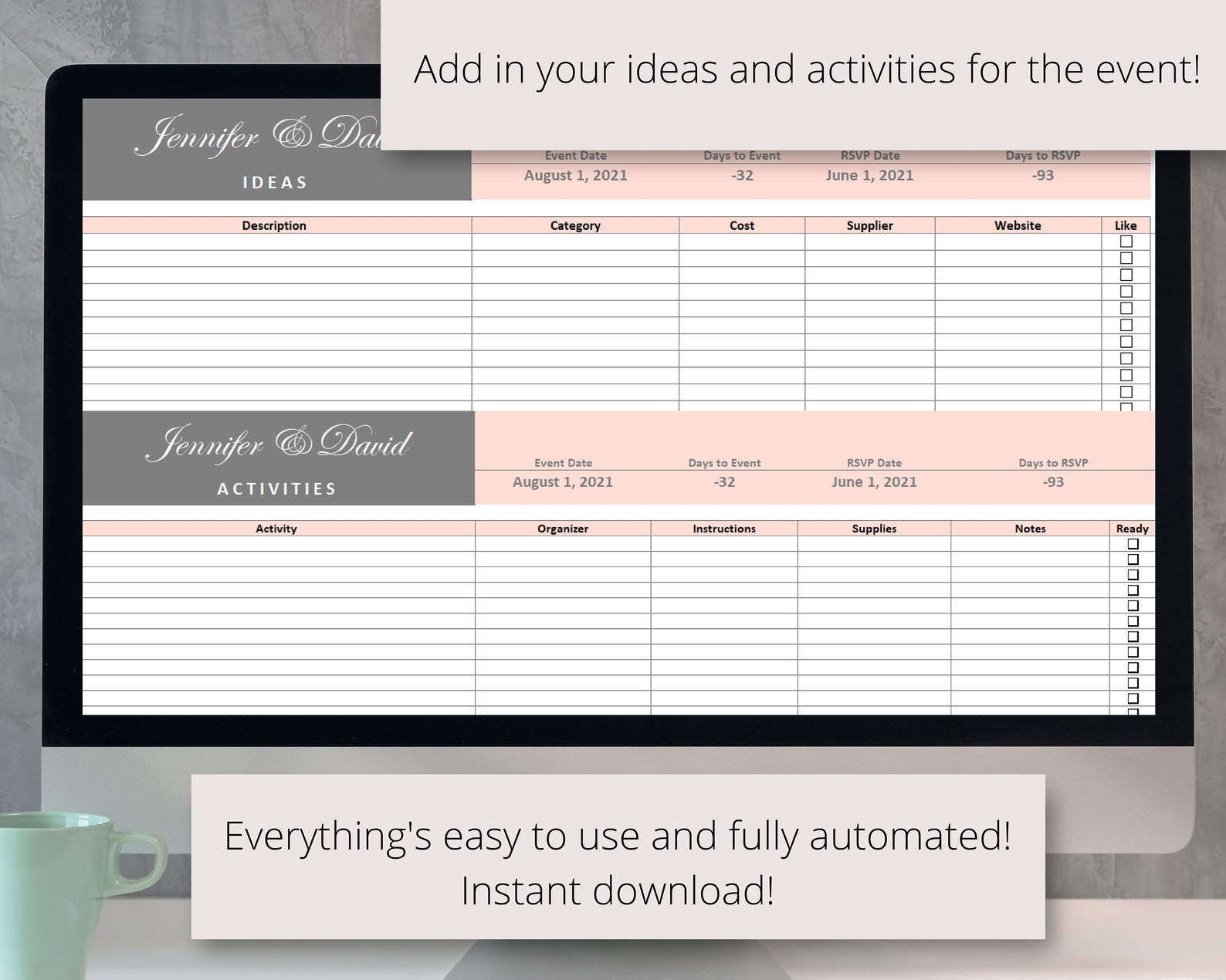 Wedding Planning Excel Spreadsheet Bundle Wedding Planner | Etsy