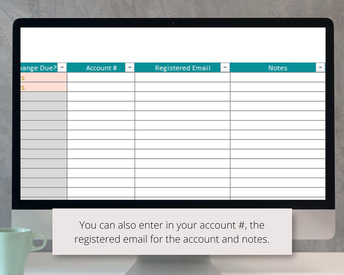 Password Tracker Excel Spreadsheet Organize your Accounts | Etsy