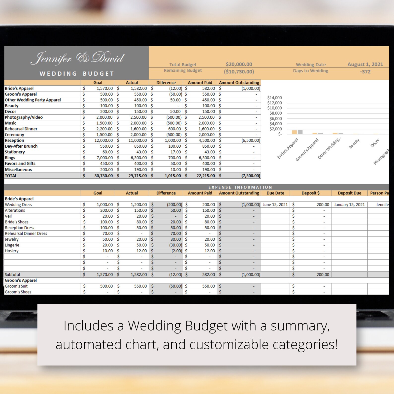 Wedding Planning Excel Spreadsheet Template, Wedding Planning Tracker ...