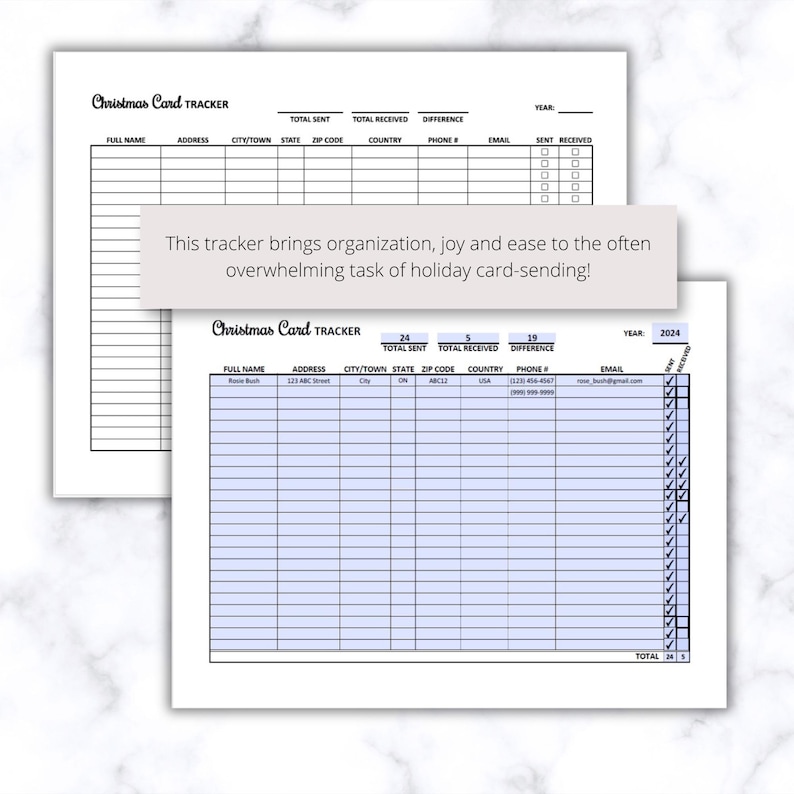 Christmas Card Tracker Printable PDF Template, Holiday Card Tracker ...