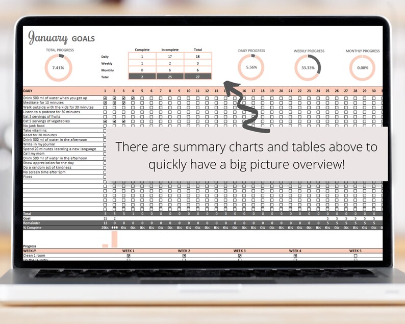 Goal Setting Planner Editable Template Digital Fillable Excel ...