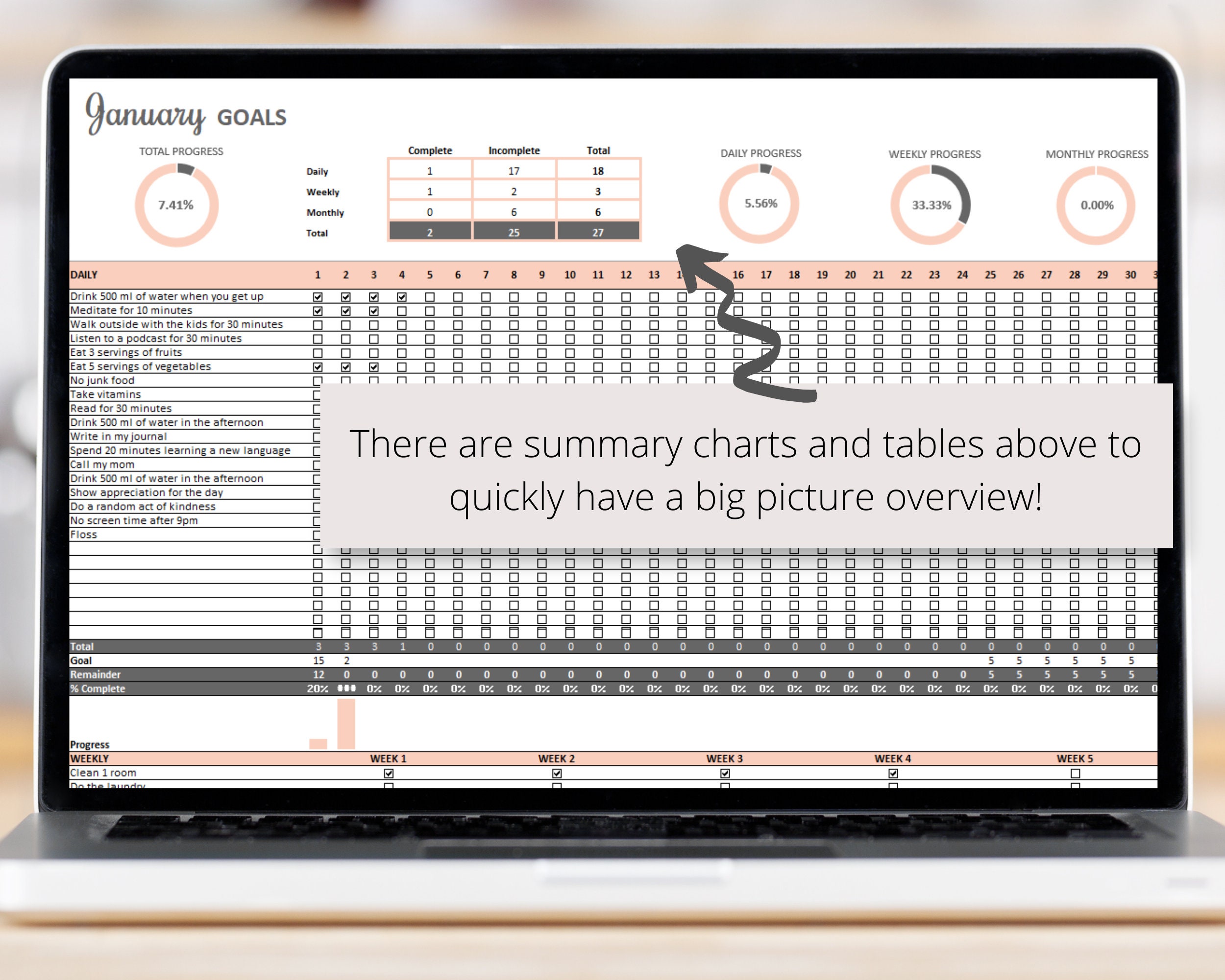 Goal Setting Planner Editable Template Digital Fillable Excel ...