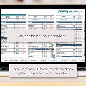 2 Checkbook Registers With Monthly and Annual Summaries Google Sheets ...