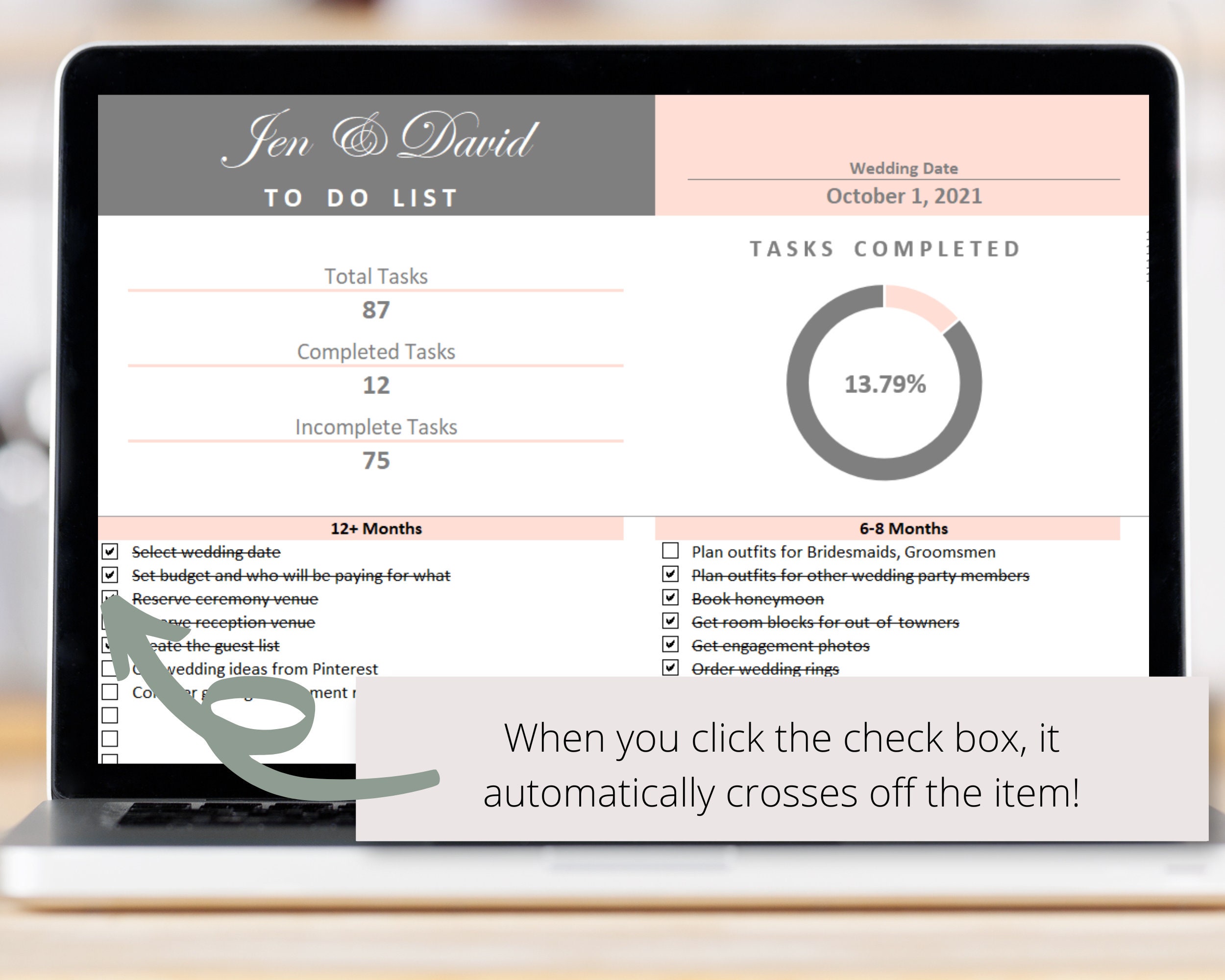 Wedding to Do List Checklist Excel Spreadsheet, Wedding Plan List To-do ...