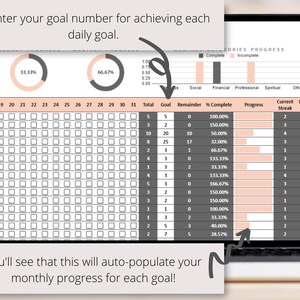 Goal Planner Google Sheets Spreadsheet, Digital Goal Tracker (daily ...