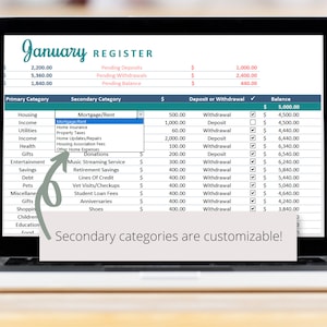 Checkbook Register With Monthly Summaries Excel Spreadsheet Template ...