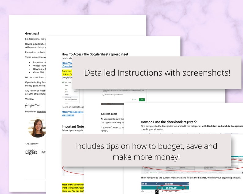 Checkbook Register Google Sheets Spreadsheet | Track Your Bank Accounts ...