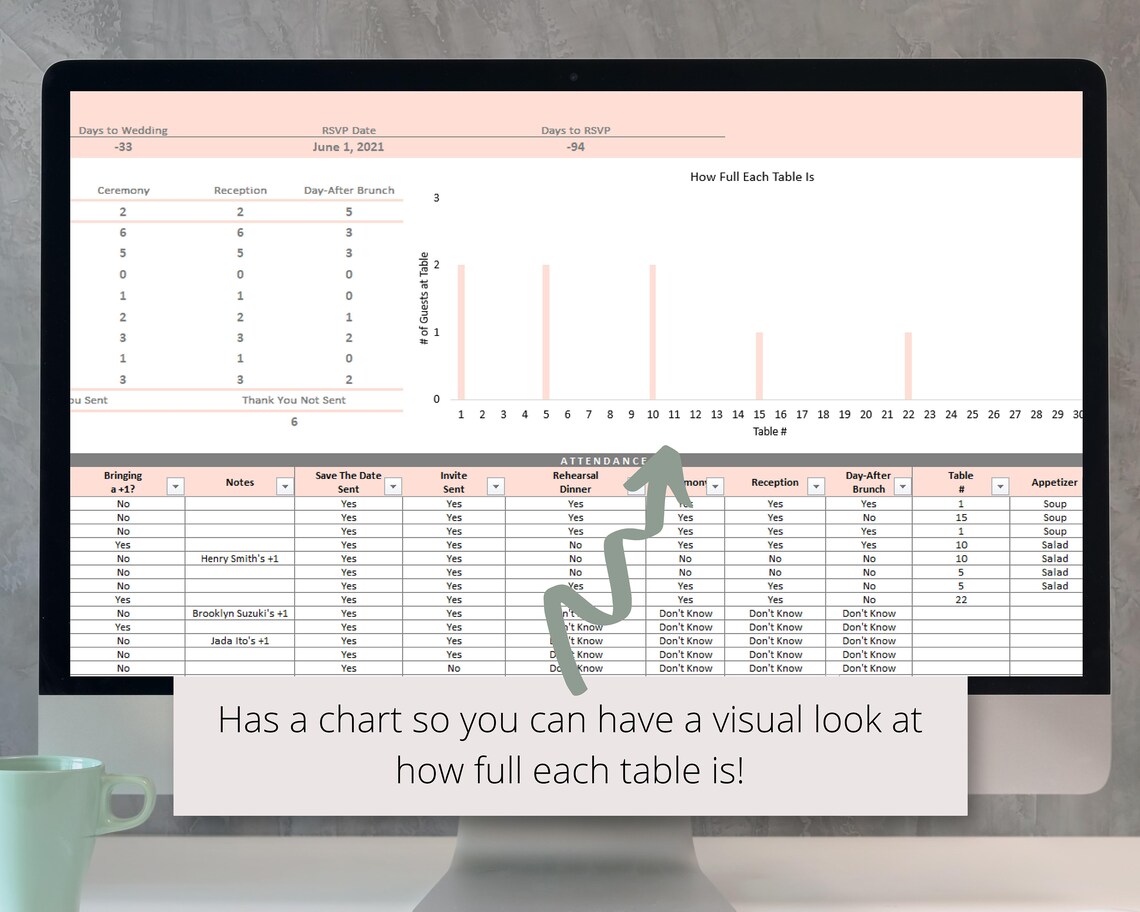 Wedding Guest List Tracker Template Excel Spreadsheet | Etsy Canada
