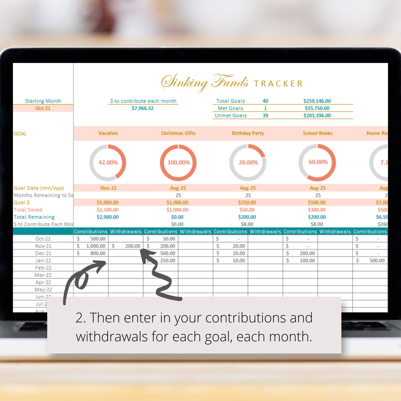 Sinking Funds Tracker Excel Spreadsheet, Savings Goal Recorder Tracker ...