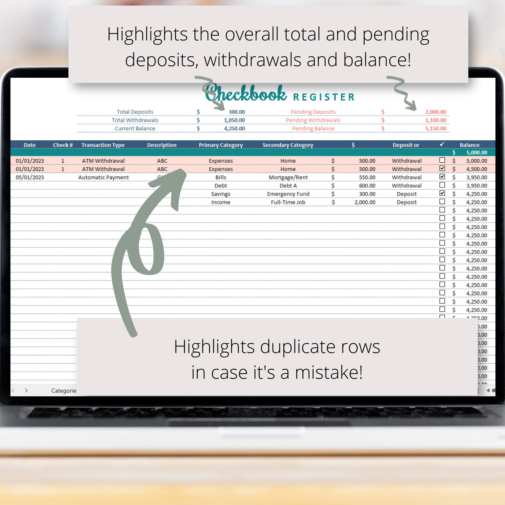 Checkbook Register and Monthly Budget Bundle Excel Spreadsheet With ...
