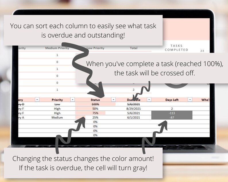 To Do List Excel Spreadsheet Template Track Your Tasks With - Etsy