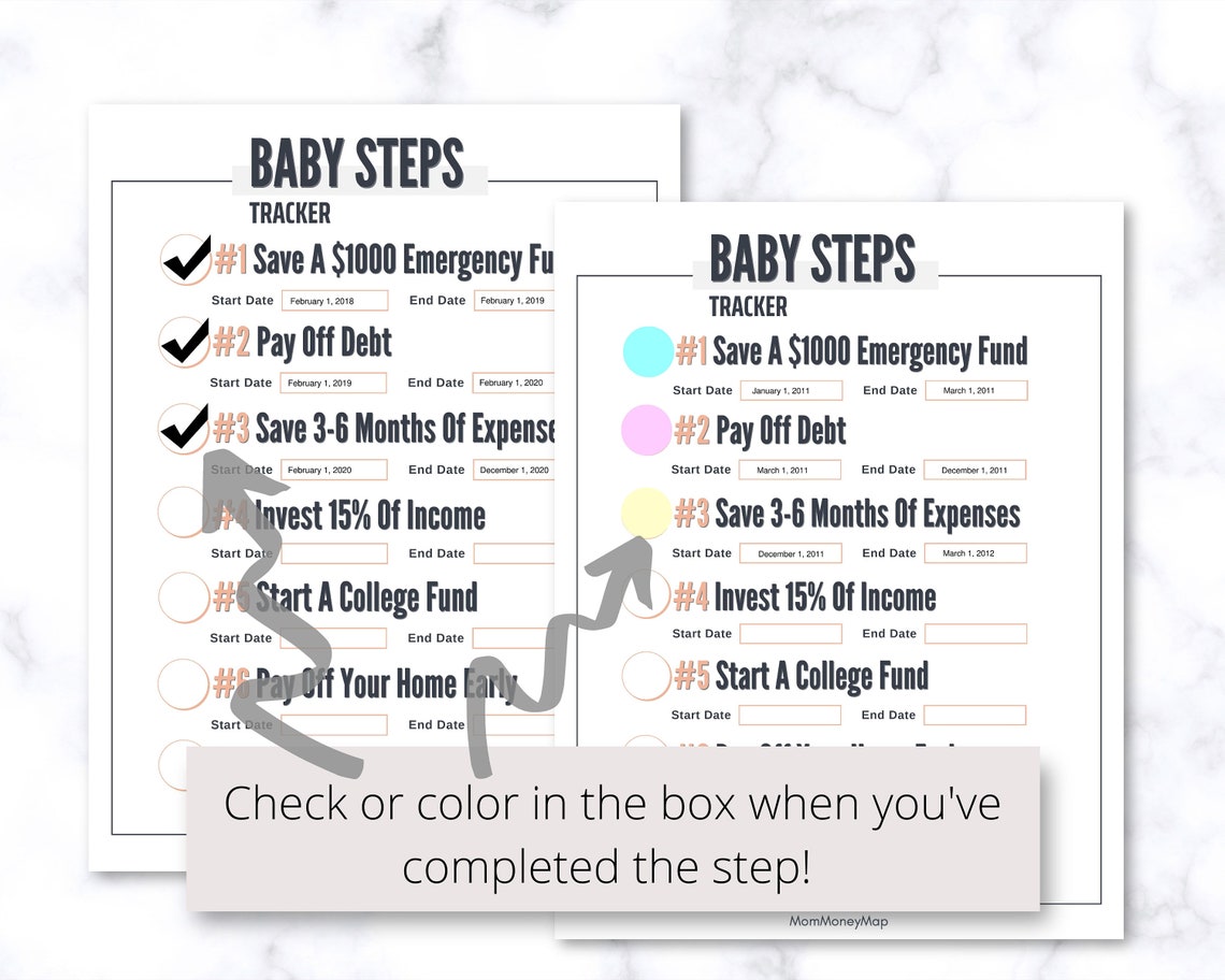 Dave Ramsey Baby Steps Tracker Steps 1-7 Planner Printable PDF - Etsy