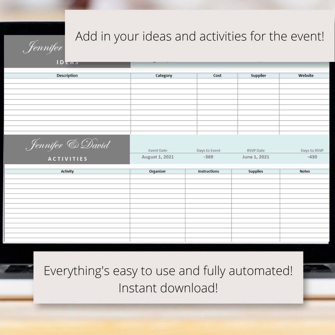Wedding Planning Excel Spreadsheet Template Digital Download, Best ...