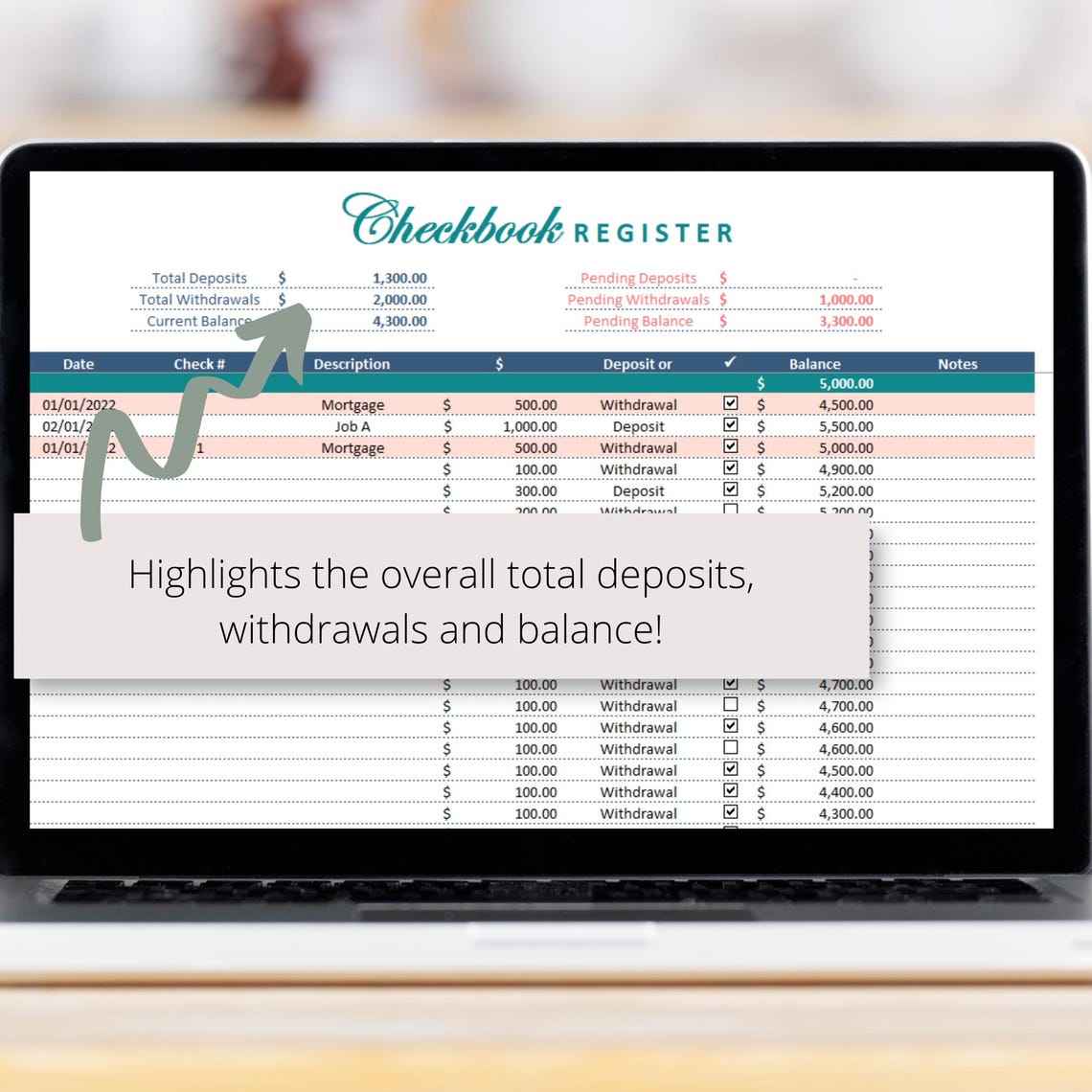 Simple Checkbook Register Excel Spreadsheet, Track Your Bank Accounts ...