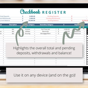 Checkbook Register Google Sheets Spreadsheet | Track Your Bank Accounts ...