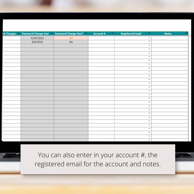 Password Tracker Google Sheets Spreadsheet to Log Logins and Passwords, Password Organizer ...