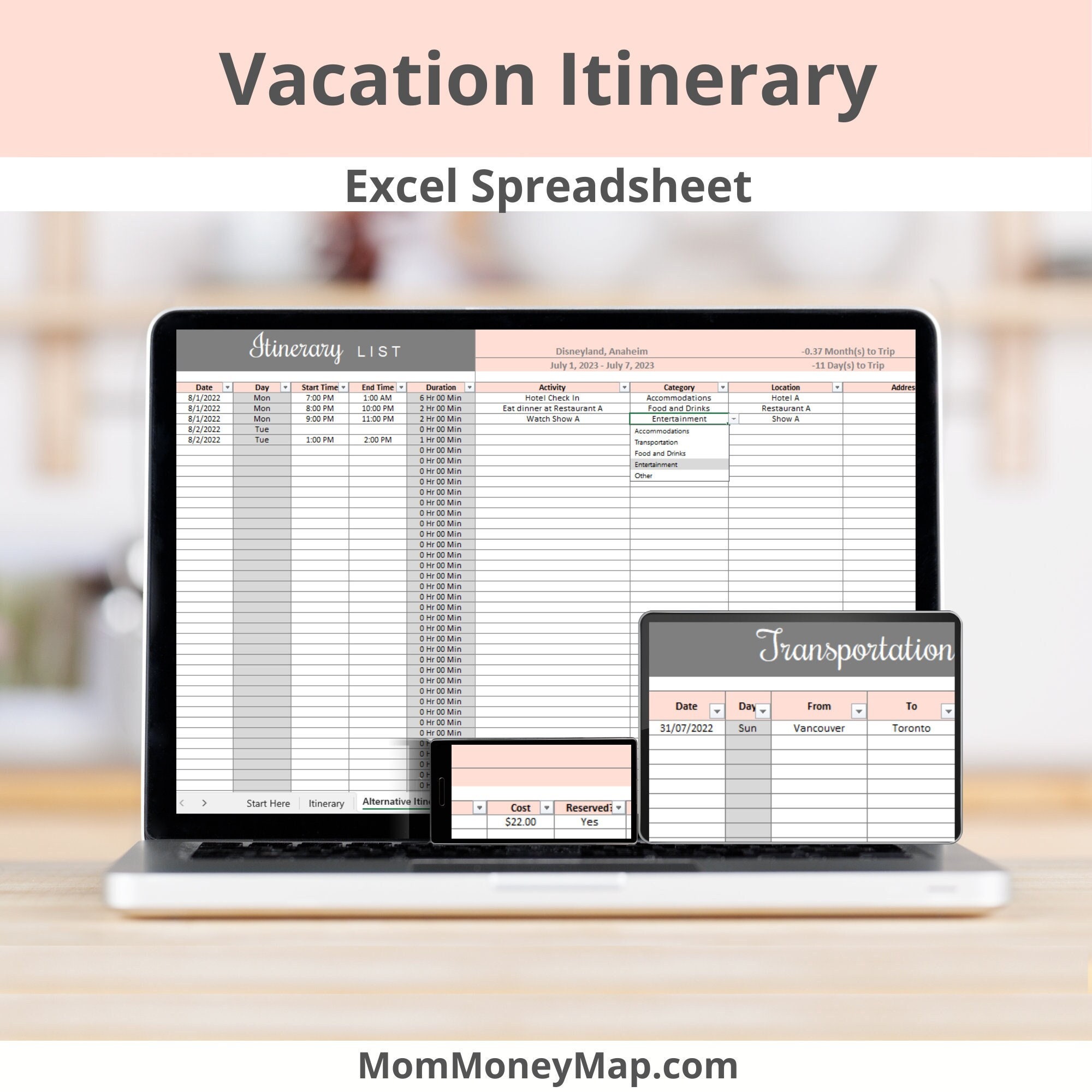 Urlaubsreiseplan Vorlage In Excel