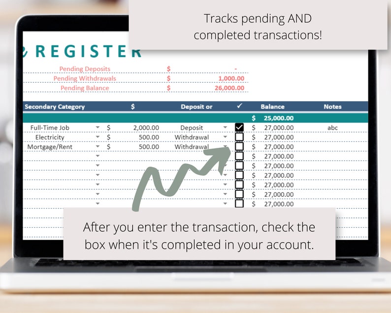 Checkbook Register With Monthly and Annual Summaries Google - Etsy