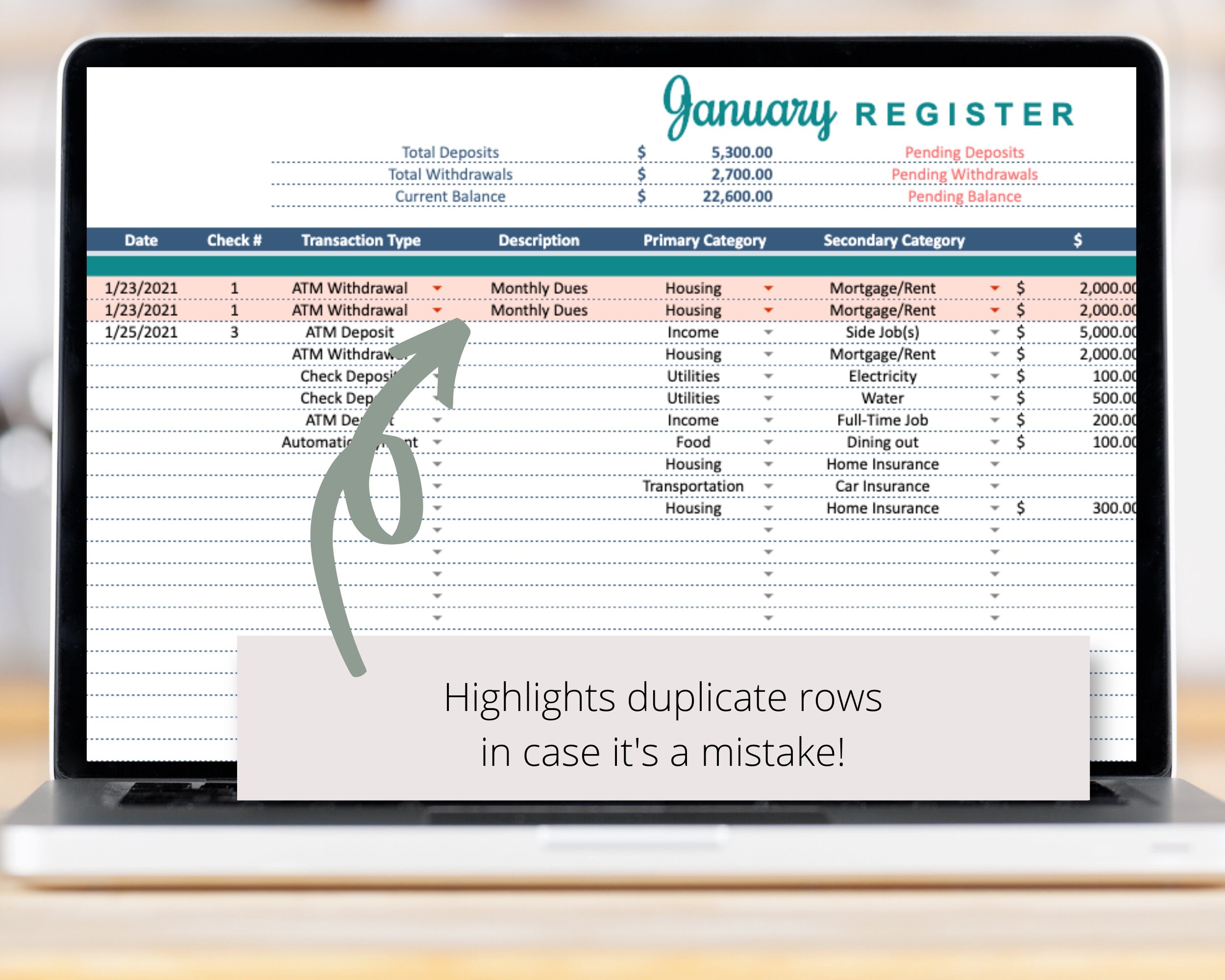 2 Checkbook Registers With Monthly and Annual Summaries Google - Etsy