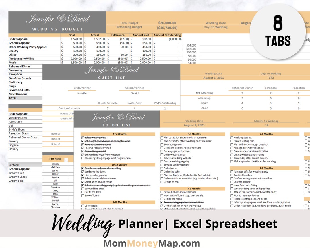 Wedding Planning Excel Spreadsheet Template Wedding Planning - Etsy