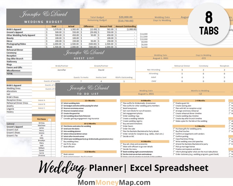 Wedding Planning Excel Spreadsheet Template Wedding Planning - Etsy