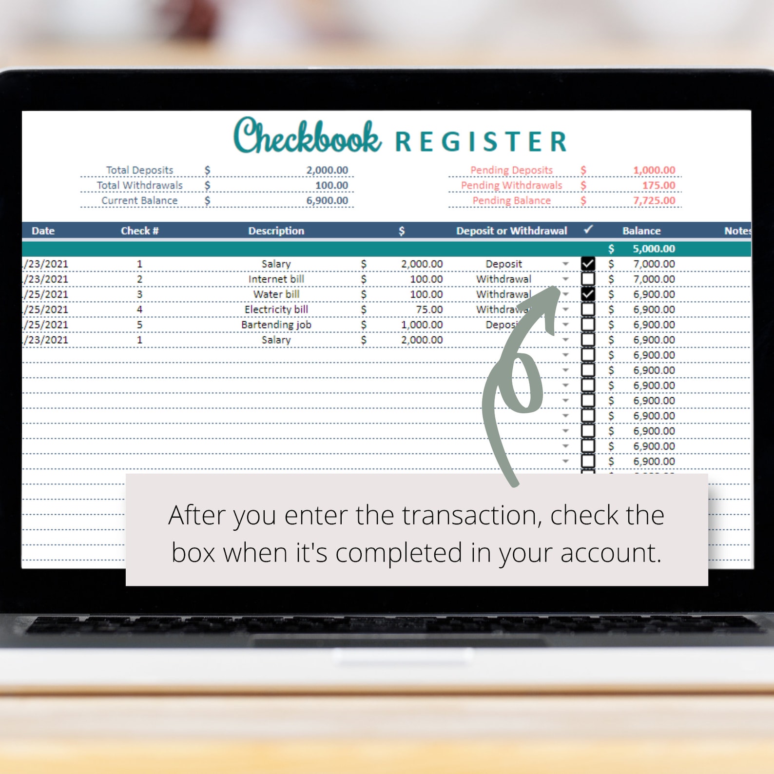 Simple Checkbook Register Google Sheets Spreadsheet, Track Your Bank ...