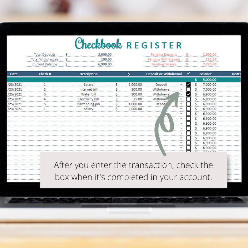 Simple Checkbook Register Google Sheets Spreadsheet, Track Your Bank ...