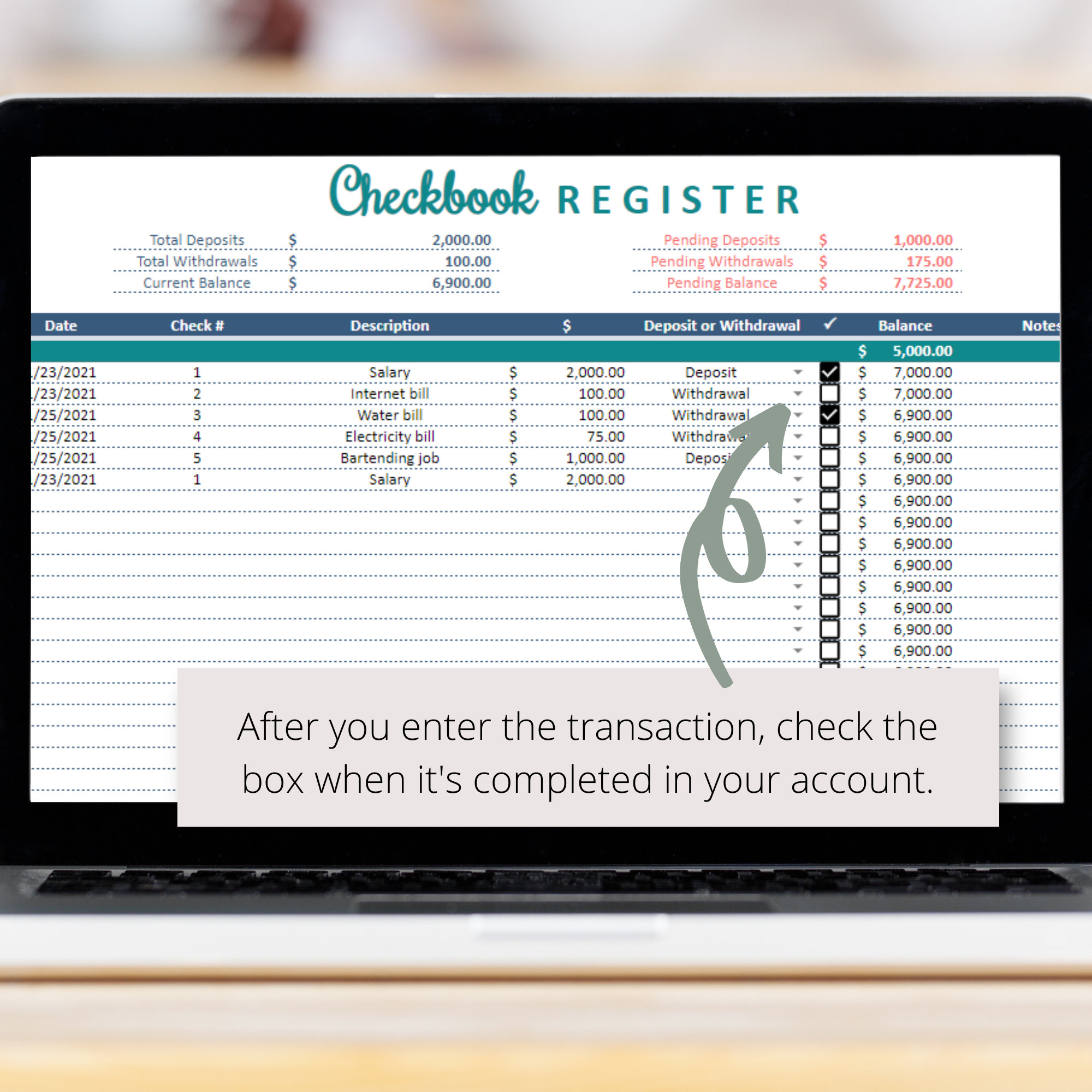 Simple Checkbook Register Google Sheets Spreadsheet, Track Your Bank ...