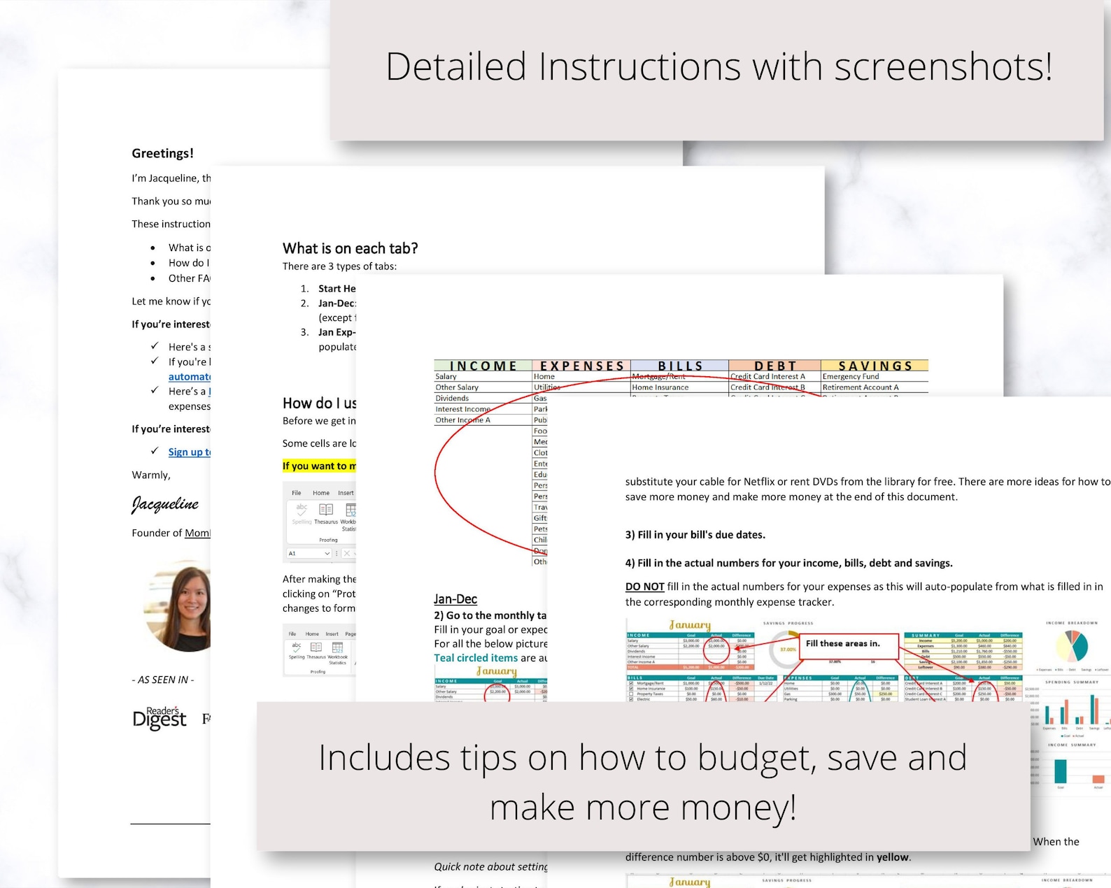 Simple Budget Spreadsheet Excel Template for Easy Budgeting, Monthly ...