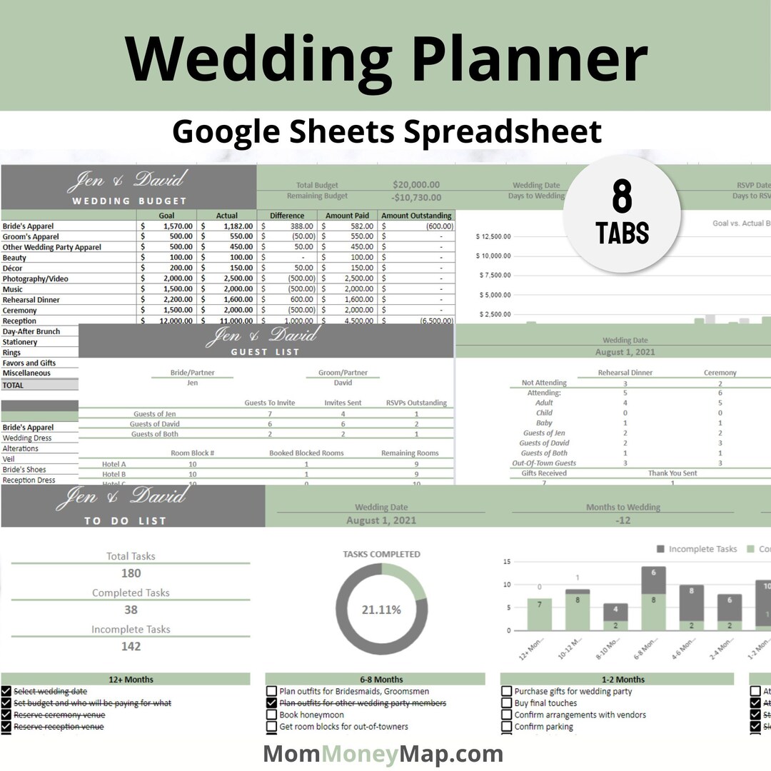 Wedding Planner Template With a Budget and Checklist Organizer Digital ...