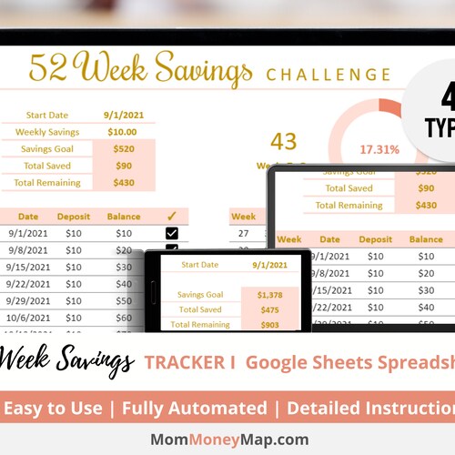 52 Week Savings Challenge Excel Spreadsheet Stay Motivated - Etsy
