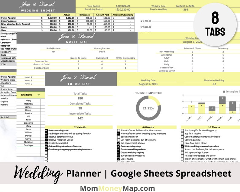 Wedding Spreadsheet Template Digital Wedding Binder Worksheet - Etsy